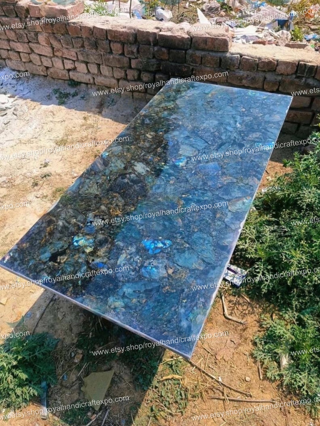 Handcrafted Labradorite Tabletop Slab: Gemstone Countertop, Home Decor ...