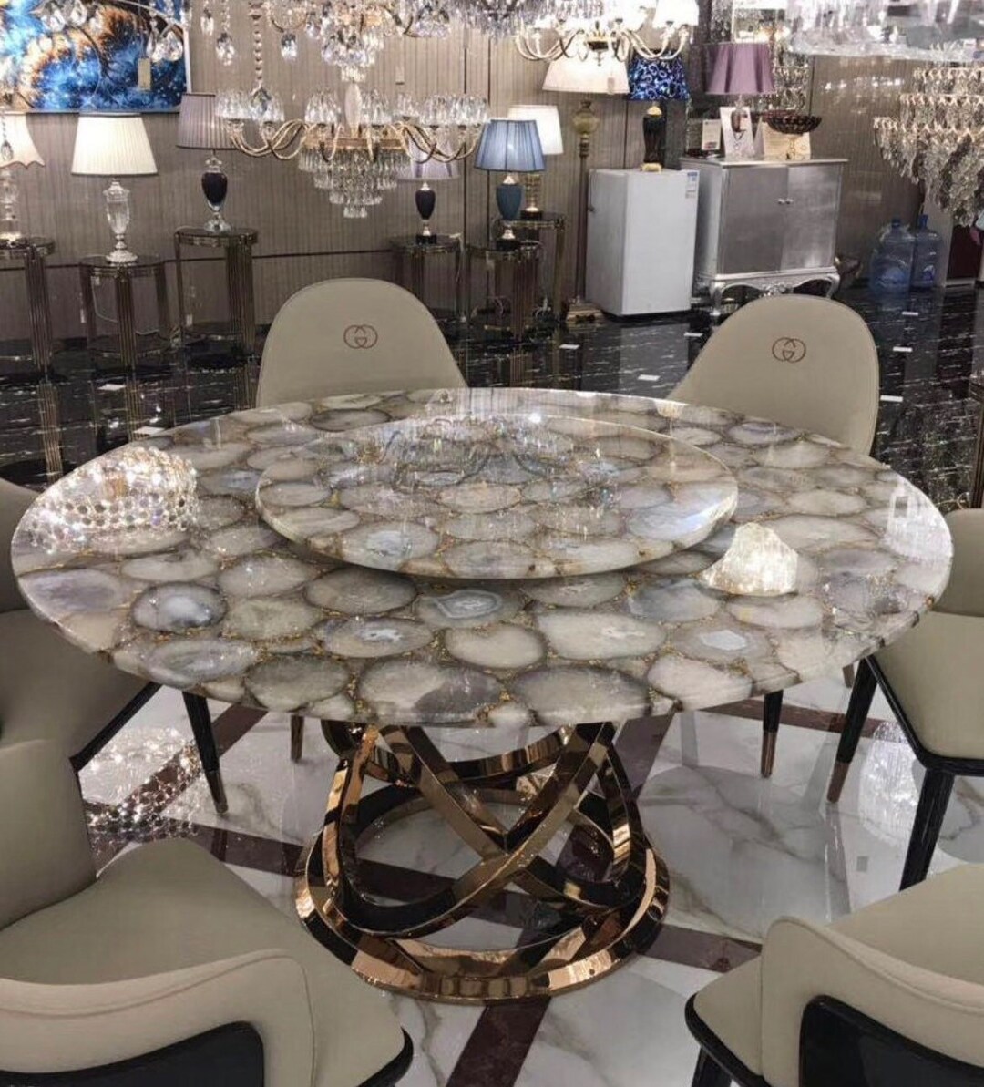 Buy White Agate Round Table , Center Table, Coffee Table, Breakfast ...