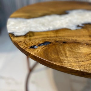 Round Custom-made White Epoxy Resin Coffee Tabletops, Kitchen Slab ...