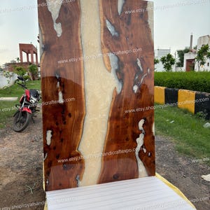 White Resin Epoxy Acacia Wood Dining Table ,epoxy Living Room Table ...