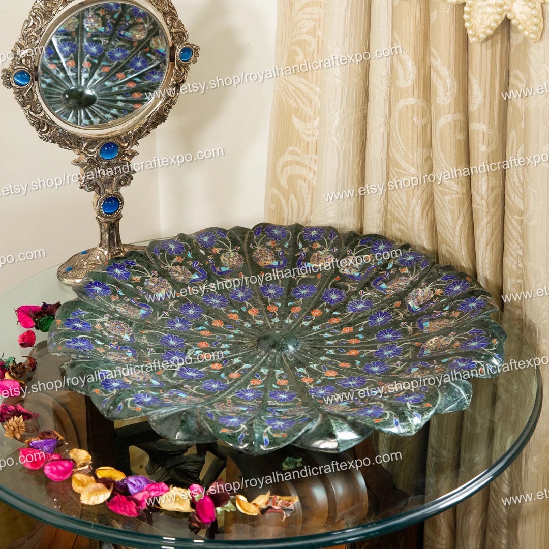 Green Marble Lotus Inlay Centerpiece, Floral Urli, 15 Inch - Etsy