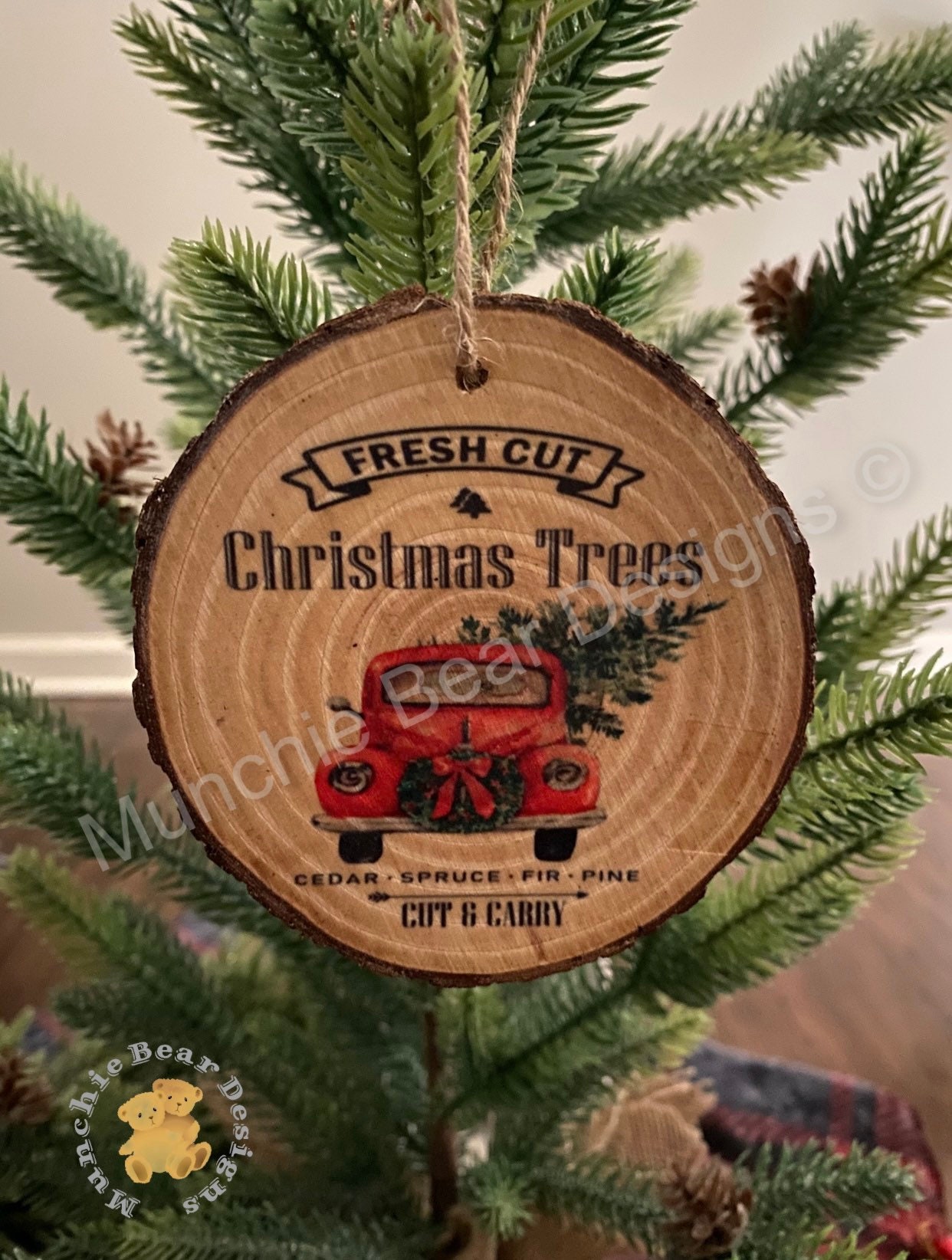 Farm Fresh Christmas Tree Wood Ornament Set/Christmas | Etsy