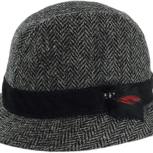 Gents Authentic Harris Tweed Assorted Tweeds Trilby With Moleskin Band ...