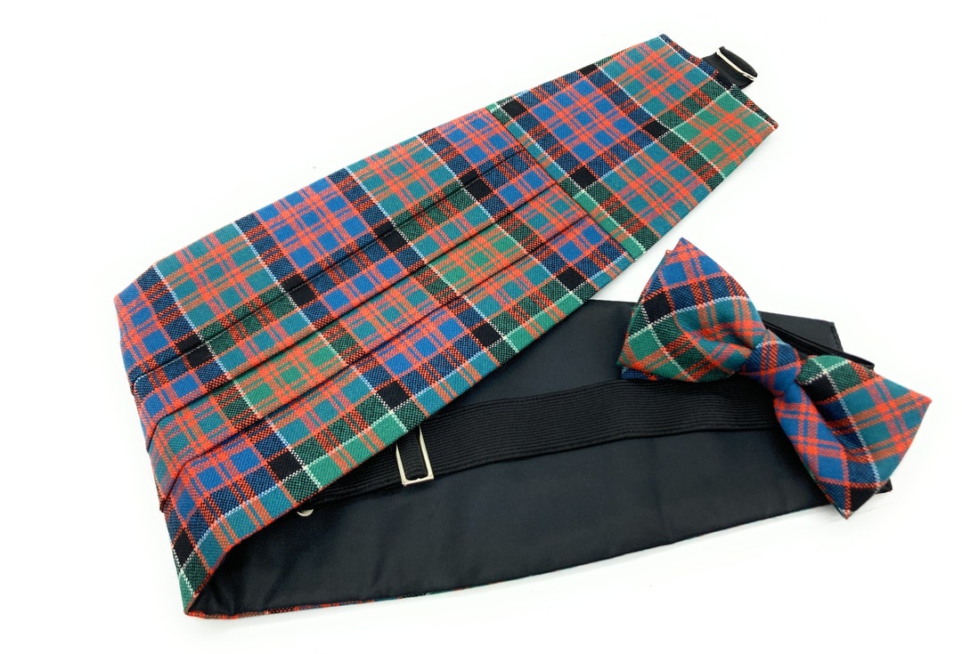 Gents Pure Wool Macdonald of Clanranald Ancient Tartan Cummerbund & Bow ...