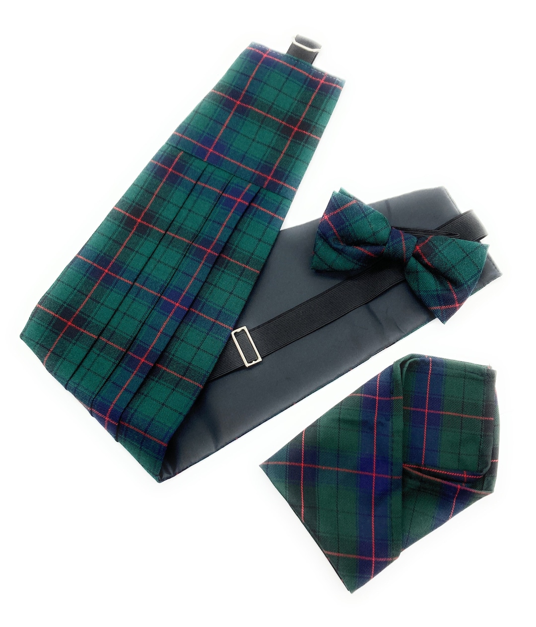 Gents Pure Wool Davidson Modern Tartan Cummerbund & Bow Tie , Pocket ...