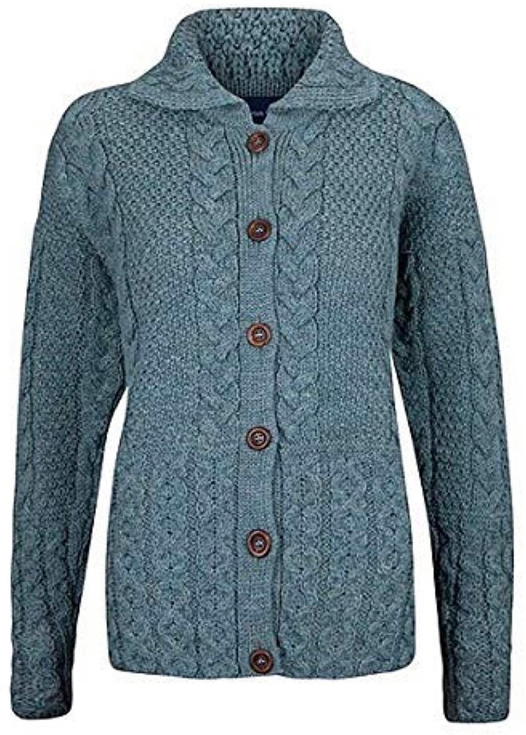 British Wool Ladies Authentic Long Sleeved Arran Cardigan summer Storm ...