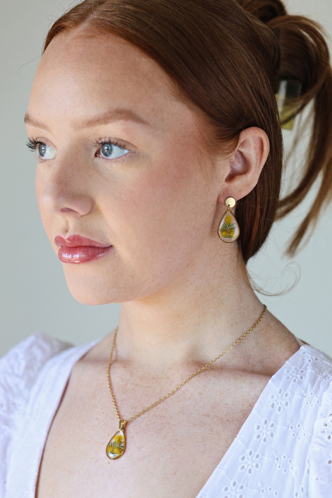 Australia Golden Wattle Pendant Earrings in Resin Necklace Pendant ...