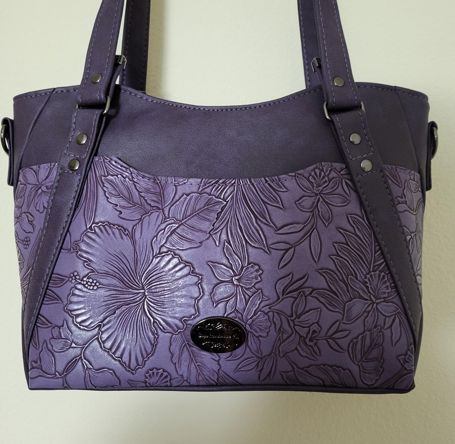 Beautiful Purple Purse/crossbody/shoulder Bag With Embossed Floral ...