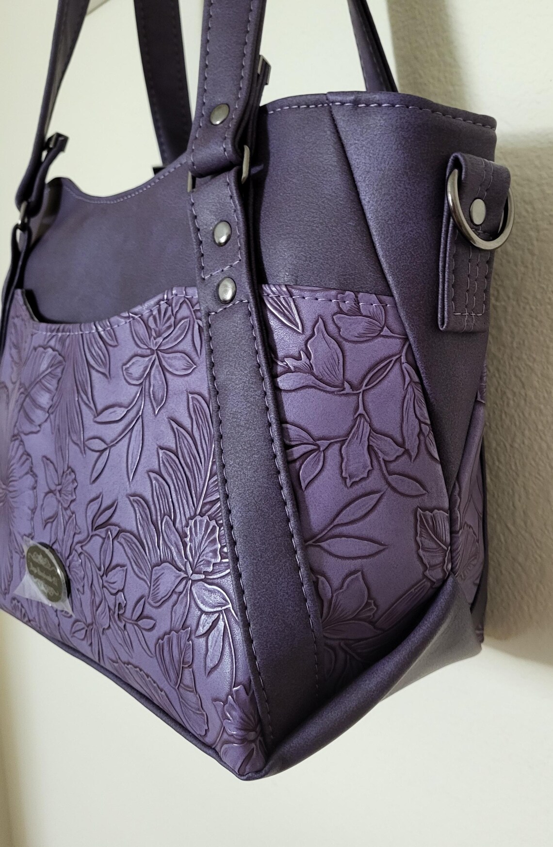 Beautiful Purple Purse/crossbody/shoulder Bag With Embossed Floral ...
