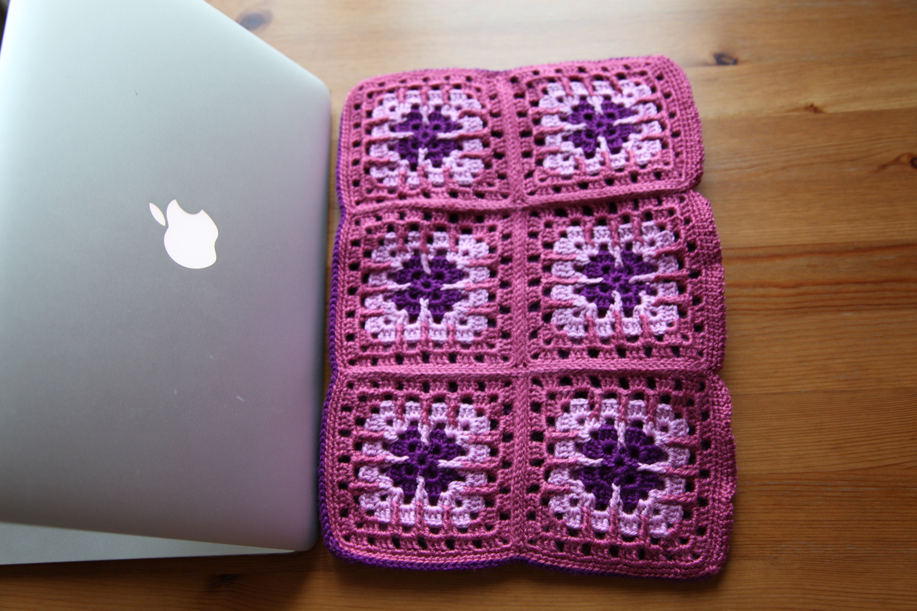 Crochet Granny Purple Laptop Sleeve Handknit MacBook Pro and - Etsy