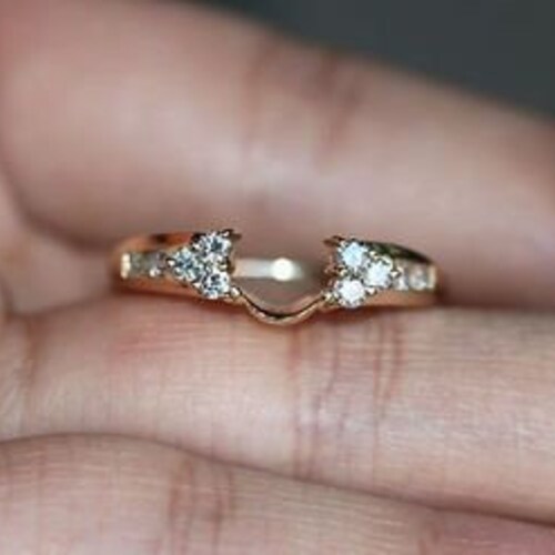 Enhancer Ring Guard 0.70 Ct Round Cut Diamond 14K Two Tone - Etsy