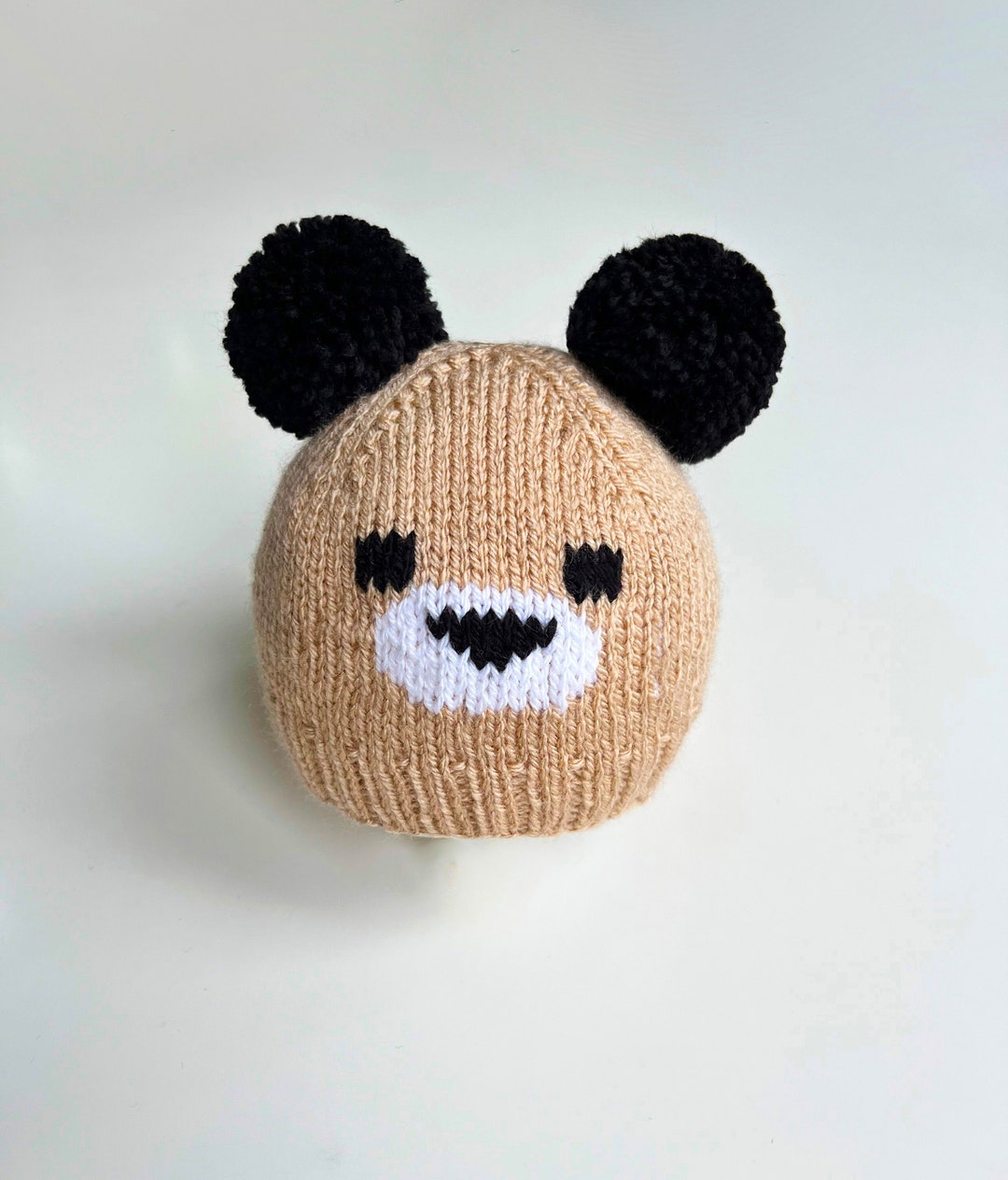 Knitting Cuddly Bear Hat Pattern 0-3m, Newborn Baby Winter Hat, Small ...