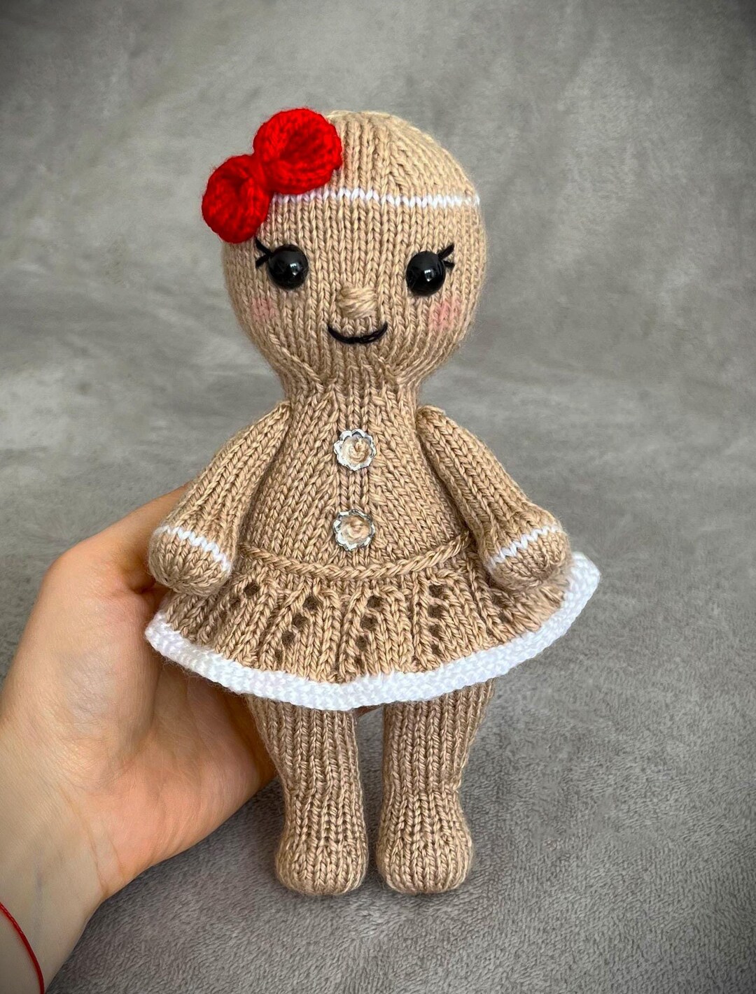 IN THE ROUND Knitting Gingerbread Girl Pattern, Knitting Stuffed Toy ...