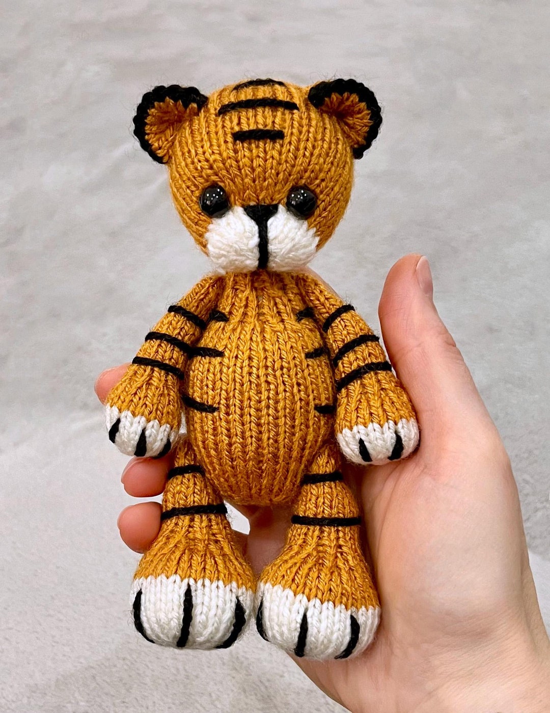 Knitting Tiger Cub Soft Toy Pattern on 2 Needles, Stuffed Hand Knit ...
