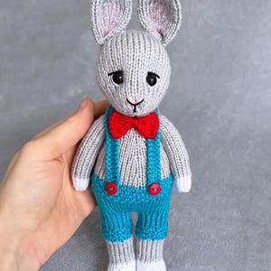 Knitting PDF Rabbit Pattern Pattern on 2 NEEDLES, Stuffed Bunny Hand ...