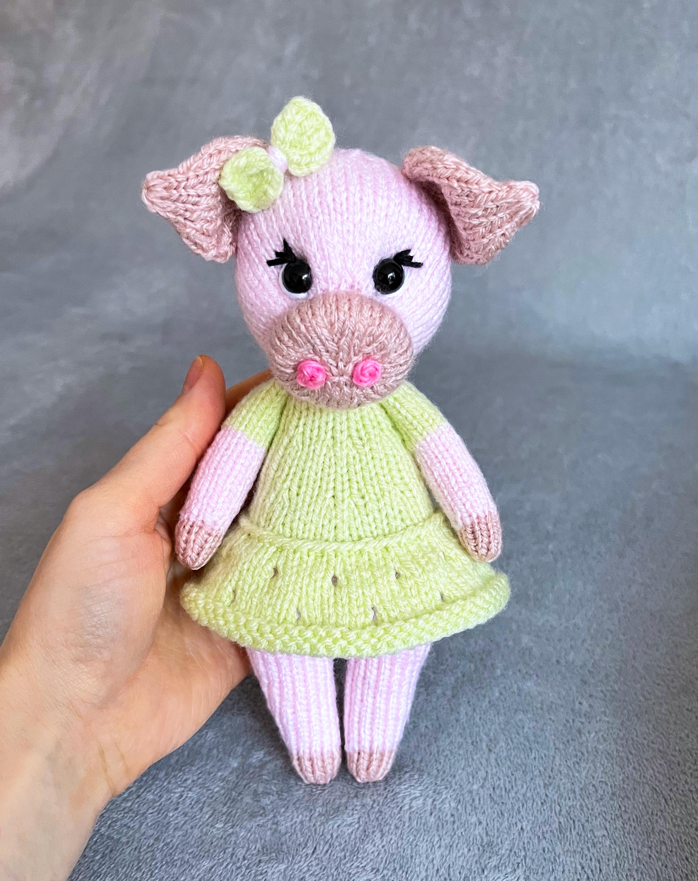 Knitting Pig Toy PDF Pattern ON 2 NEEDLES, Knitting Stuffed Toy, Hand ...