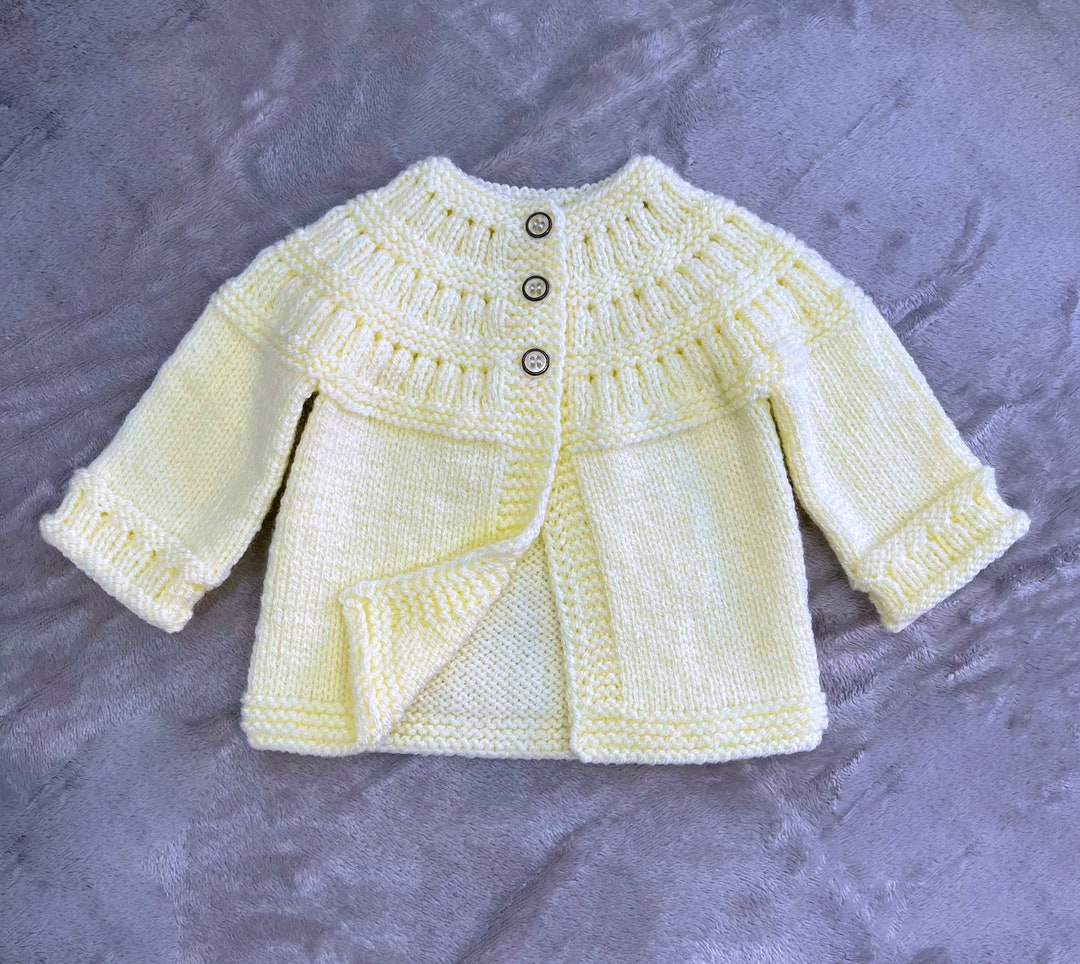 First Baby Knitting Cardigan Pattern, Unisex Baby Knitting Top, Easy ...
