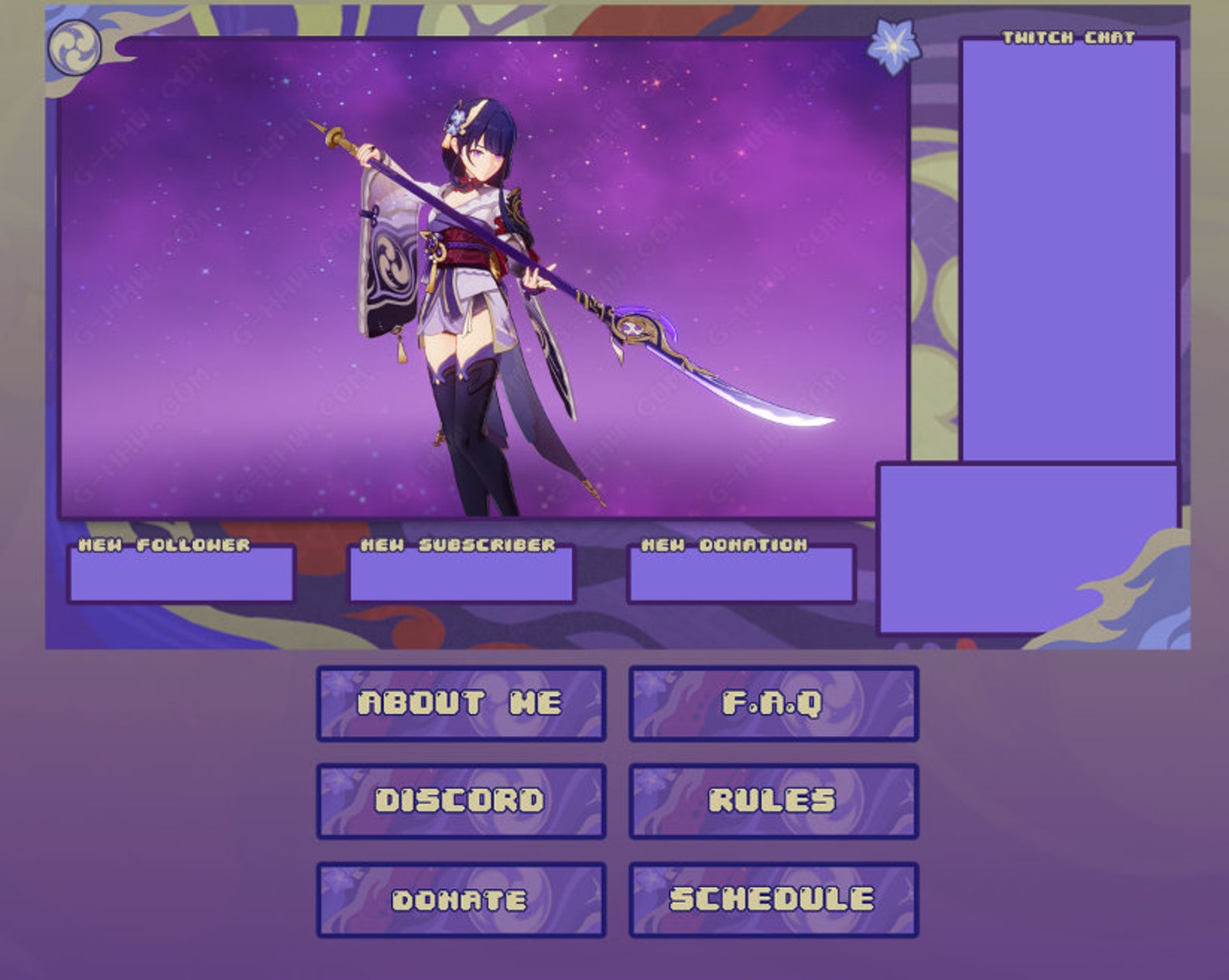 Twitch RAIDEN Overlay Package Genshin Impact Panels // Streamer ...