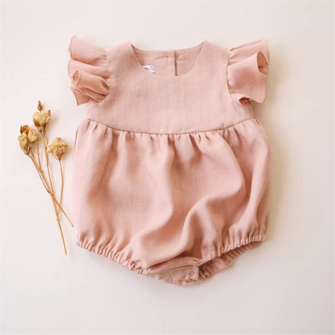 Baby Girl Rompers Summer, Linen Cotton Boho Infant Rompers, Baby Girl ...