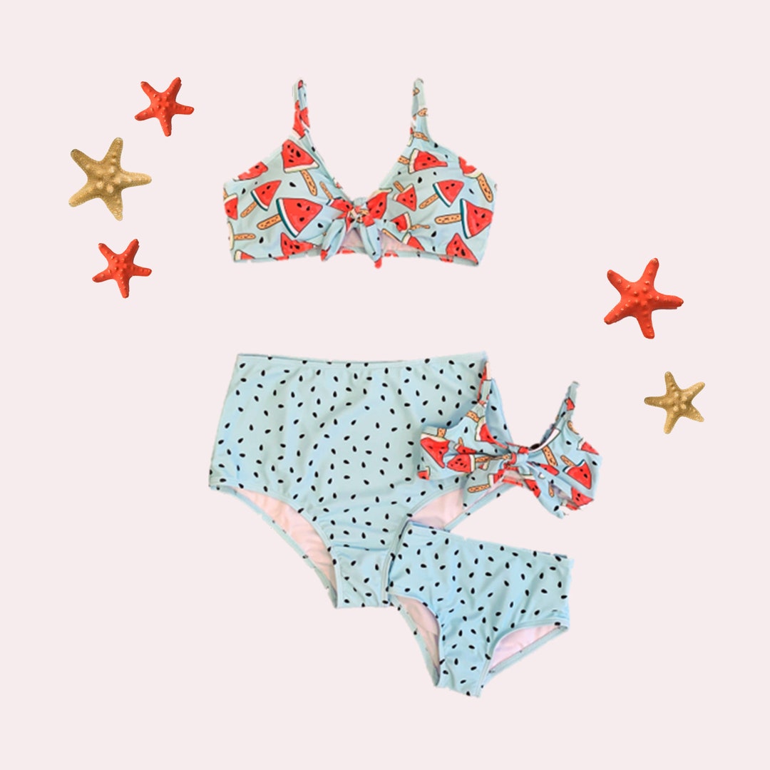 Watermellon Mommy And Me Swimsuit Matching Mother Daughter Etsy