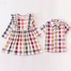 Plaid Print Brother and Sister Matching Outfit, Fall Big Brother Little ...
