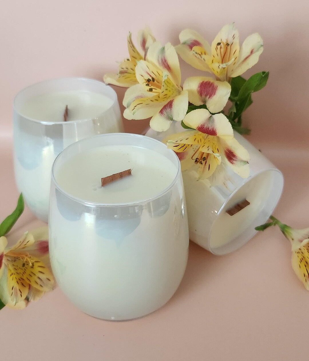 Honeysuckle Jasmine Soy Woodwick Candle in White Pearlized Jar - Etsy