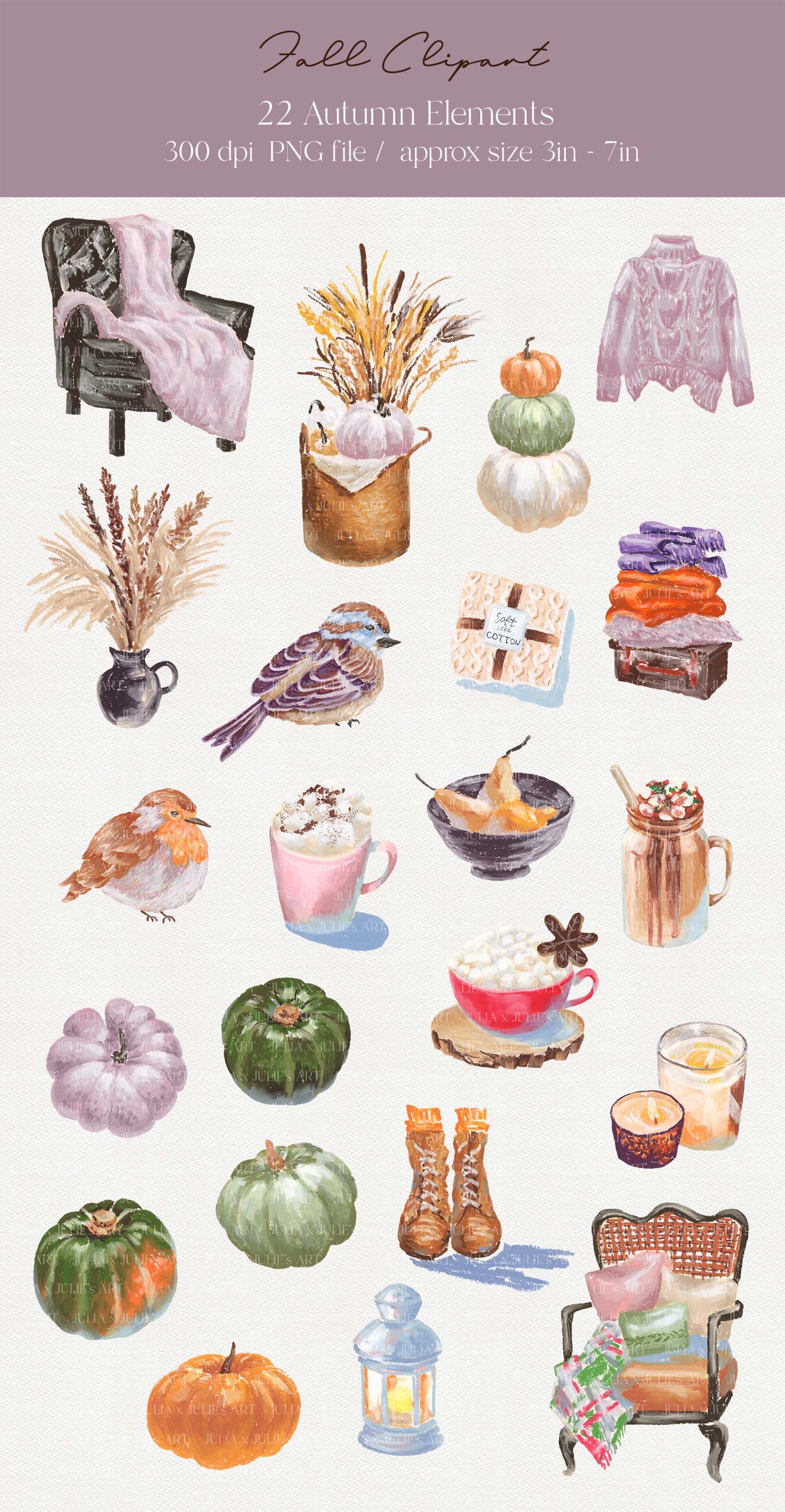 Vintage Botanical Fall Clipart, Fall Png, Boho Clipart, Fall ...