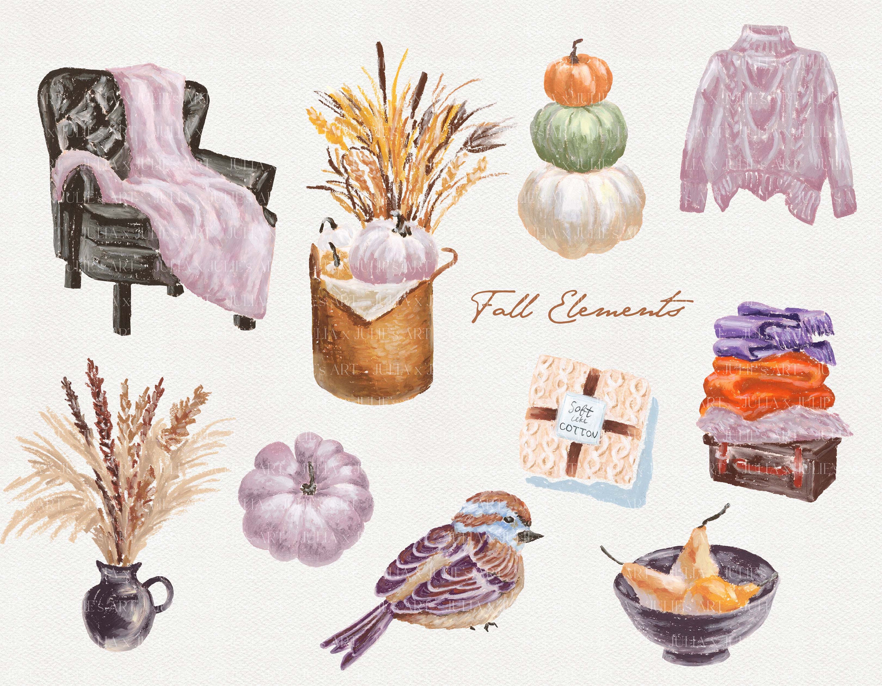 Vintage Botanical Fall Clipart, Fall Png, Boho Clipart, Fall ...