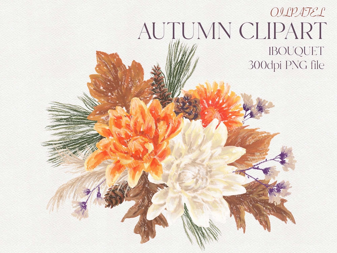 Thanksgiving Clipart, Autumn Botanical Clipart, Fall Flower Bouquet Png ...