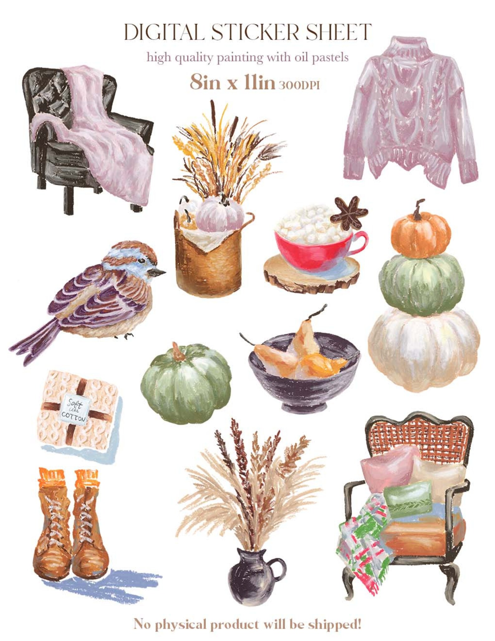 Vintage Botanical Fall Clipart Fall Png Boho Clipart Fall - Etsy