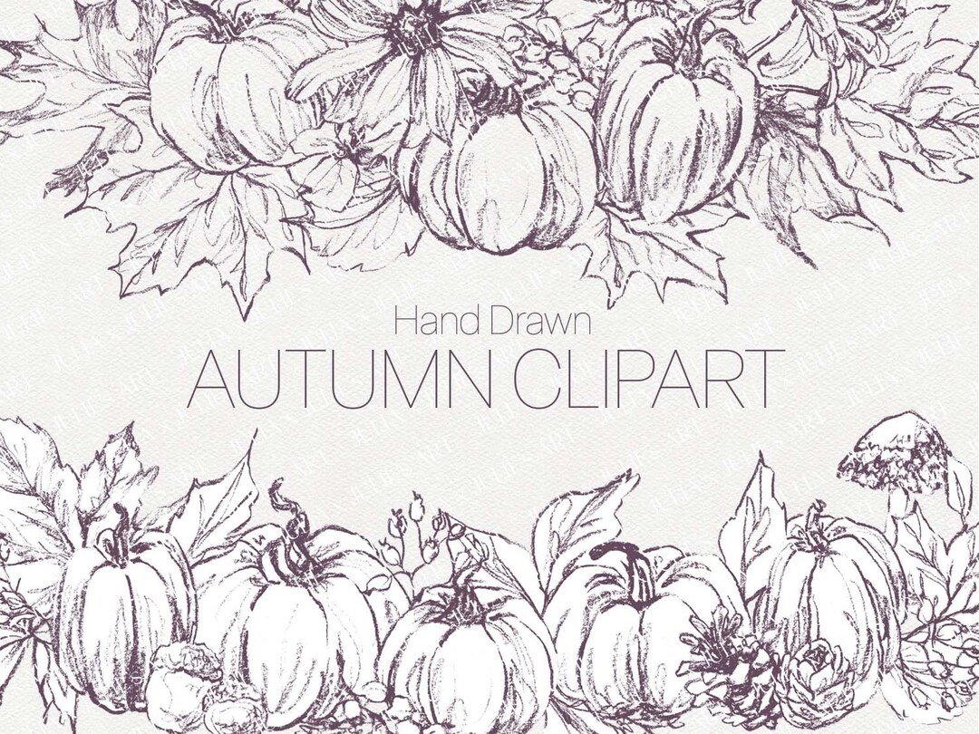 Autumn Floral Clipart, Fall Clipart, Rusty Clipart, Pumpkin Clipart ...