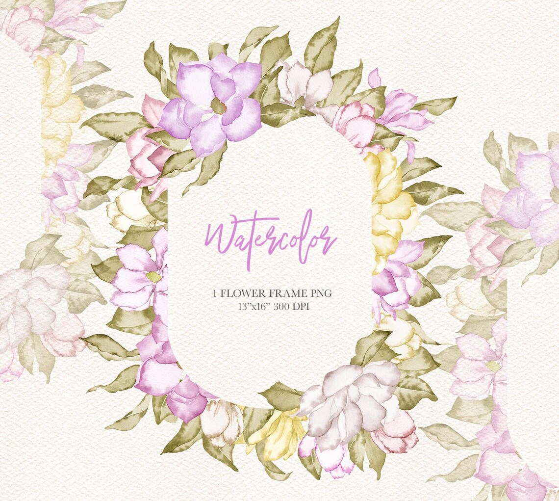 Watercolor Frame Clipart-floral Clipart Frame Clipart - Etsy