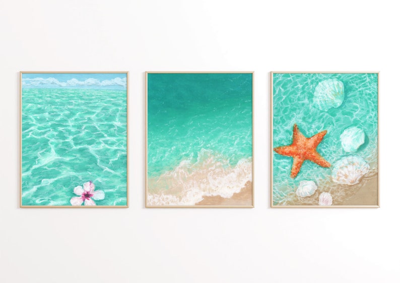 Summer Digital Paper Ocean Digital Background Beach Painting - Etsy