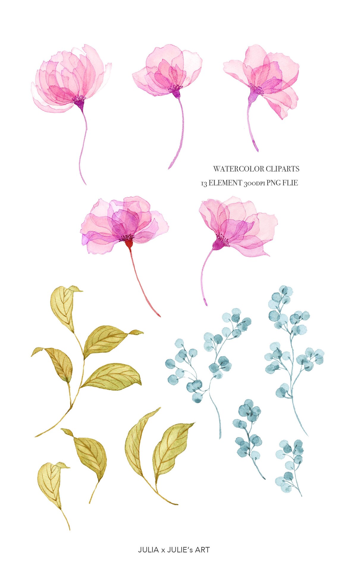 Watercolor Wedding Clipart Wedding Invitation DIY Elements Bohemian ...