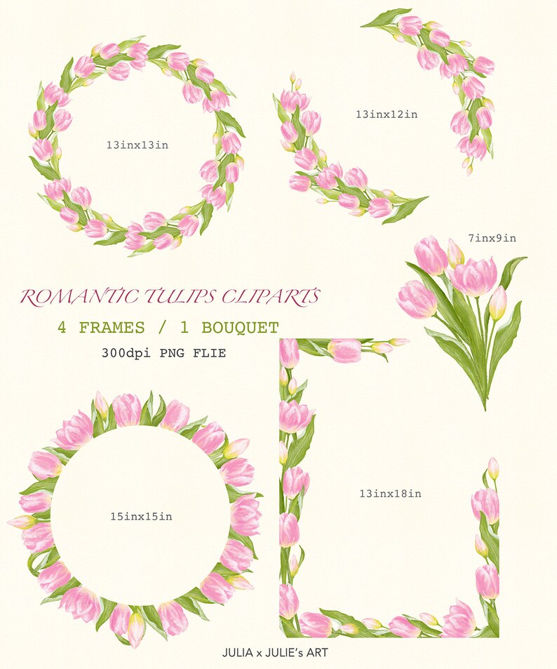 Tulip Flower Frame PNG Pastel Clipart Spring Wreath Clipart Wedding ...