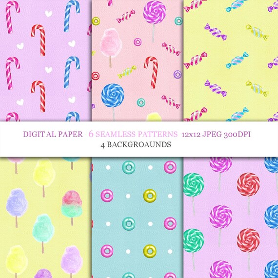 6 CANDY DIGITAL PAPER Candy Clipart Candy Clip Art Printable | Etsy