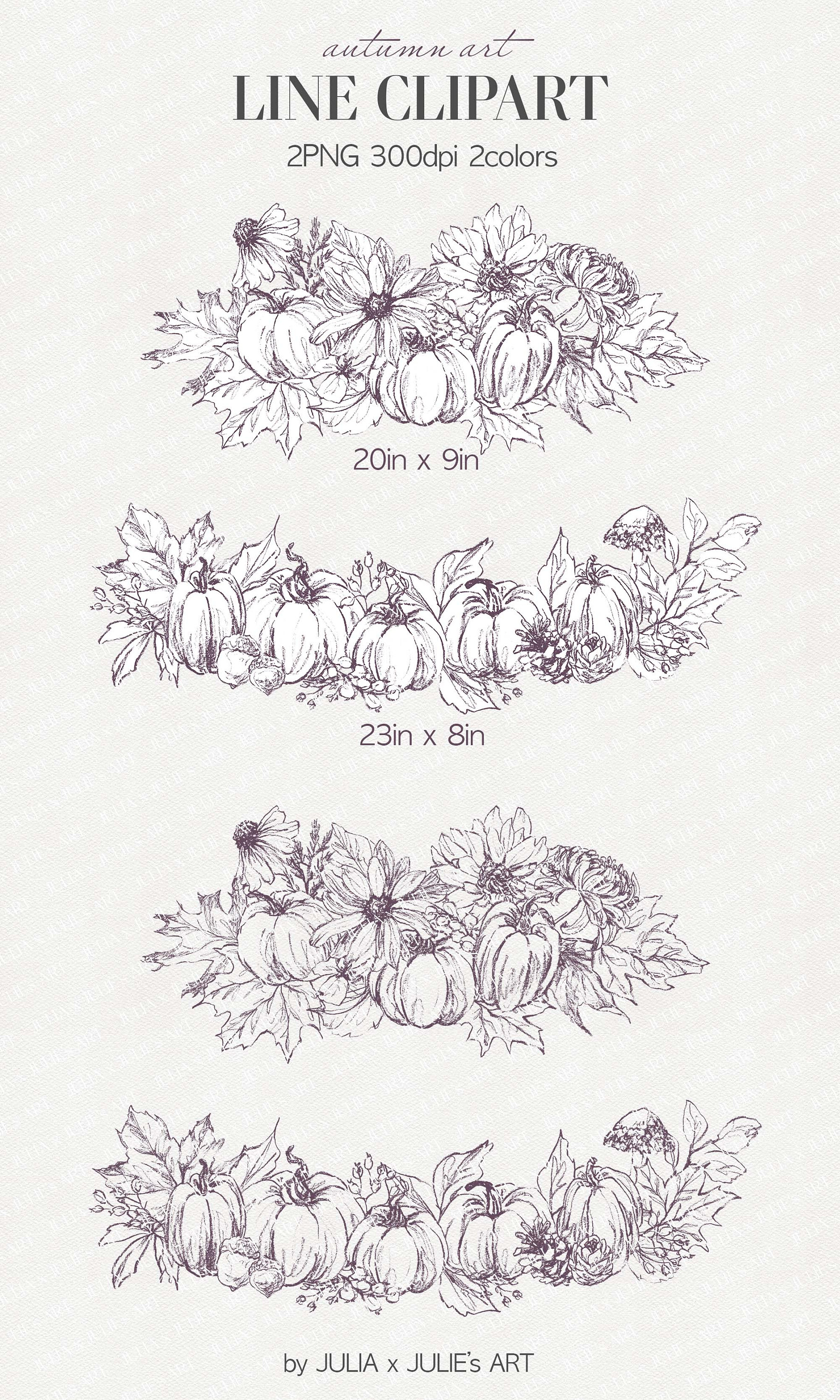 Autumn Floral Clipart, Fall Clipart, Rusty Clipart, Pumpkin Clipart ...
