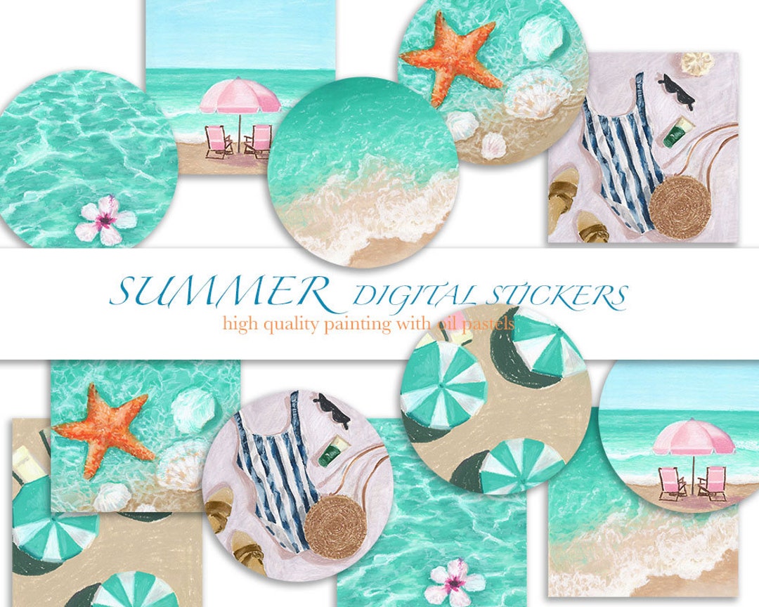 Beach Sticker Pack Summer Sticker Sheet Beach Ocean Sticker Sheet ...
