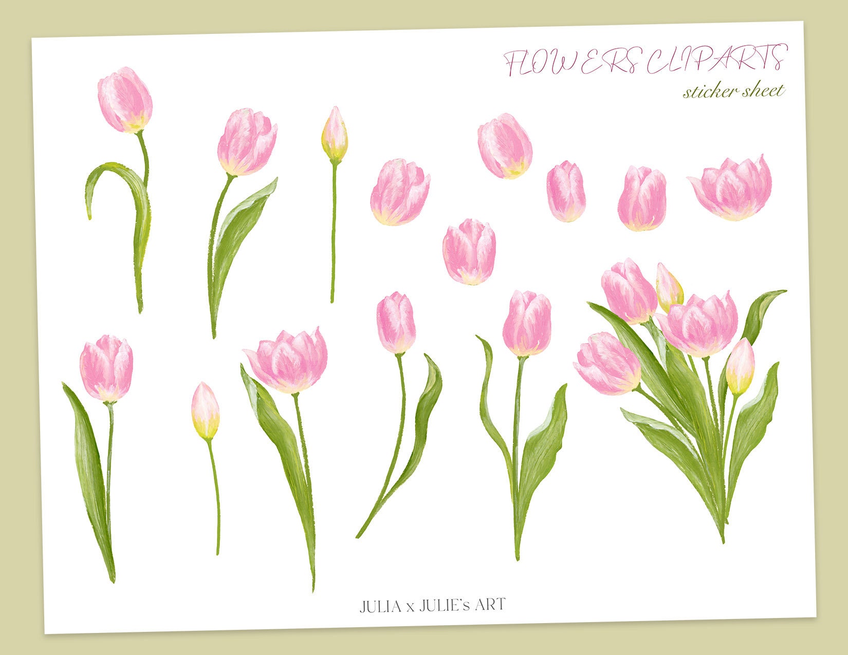 Spring Tulip Clipart. Pink Tulip Flowers Clipart. Wedding Clipart ...