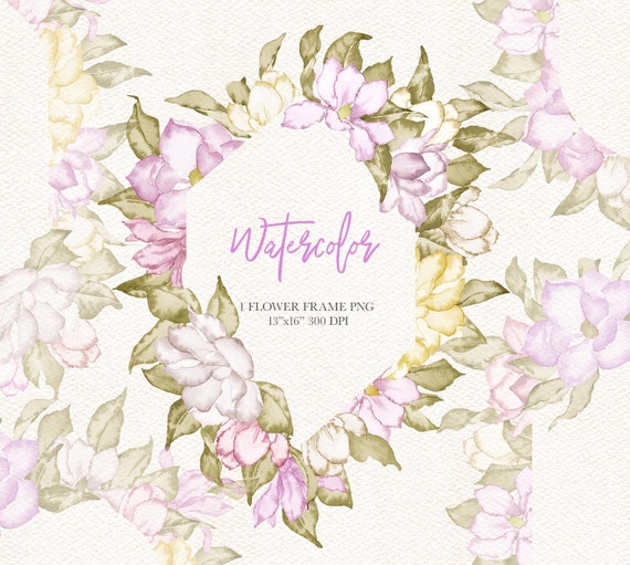Watercolor Floral Frame Clipart Pastel Clipart Pastel | Etsy