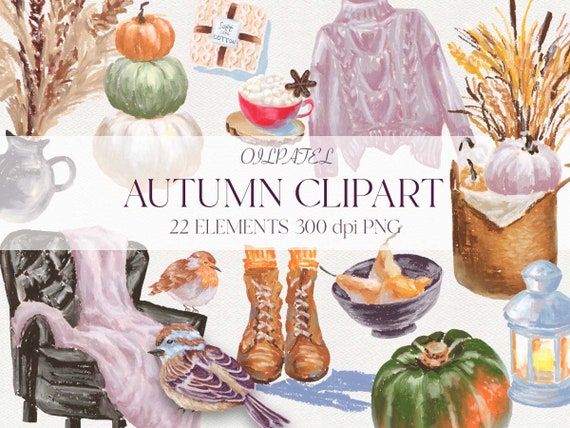 Vintage Botanical Fall Clipart Fall Png Boho Clipart Fall - Etsy