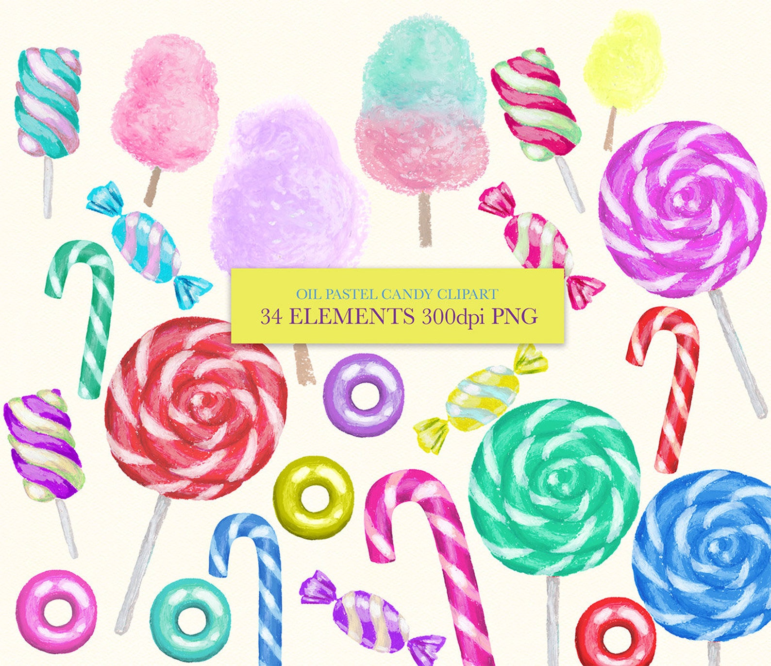 Candy Clipart, Sweet Shop Candy Birthday Digital Download, Printable ...