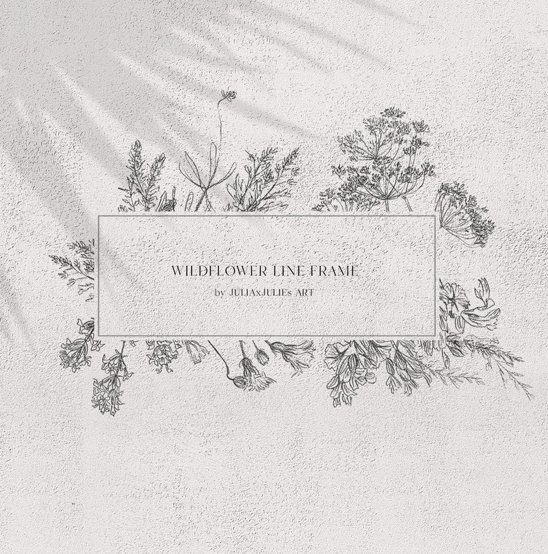 Fall Wildflower Line Border Frame Clipart Hand Drawn Flower - Etsy