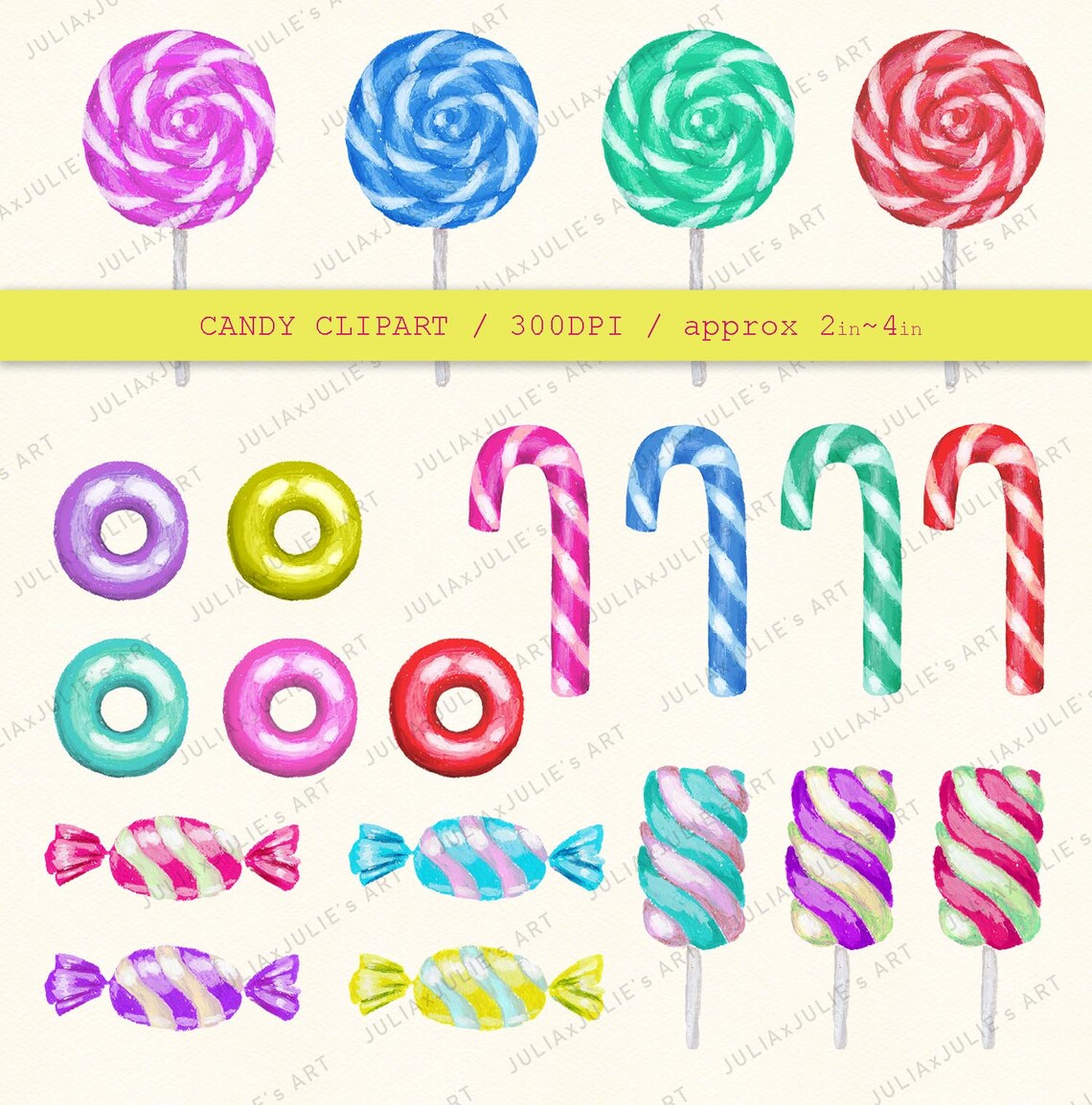 Candy Clipart, Sweet Shop Candy Birthday Digital Download, Printable ...