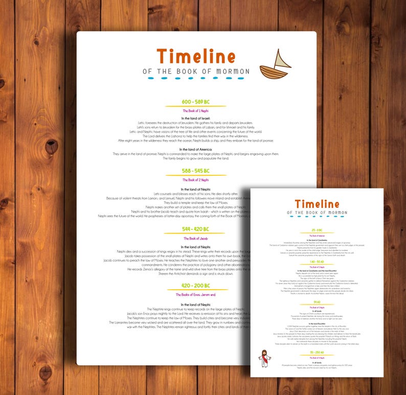 Book of Mormon Timeline Breakdowns - Etsy