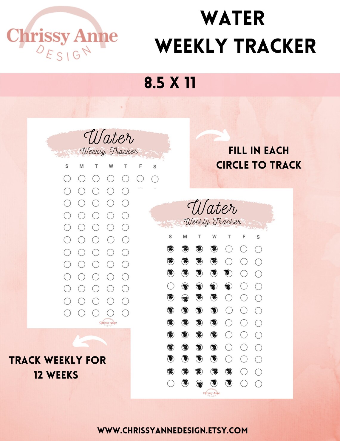 Water Weekly Tracker | Water Checklist | Water Journal | Water Tracker ...