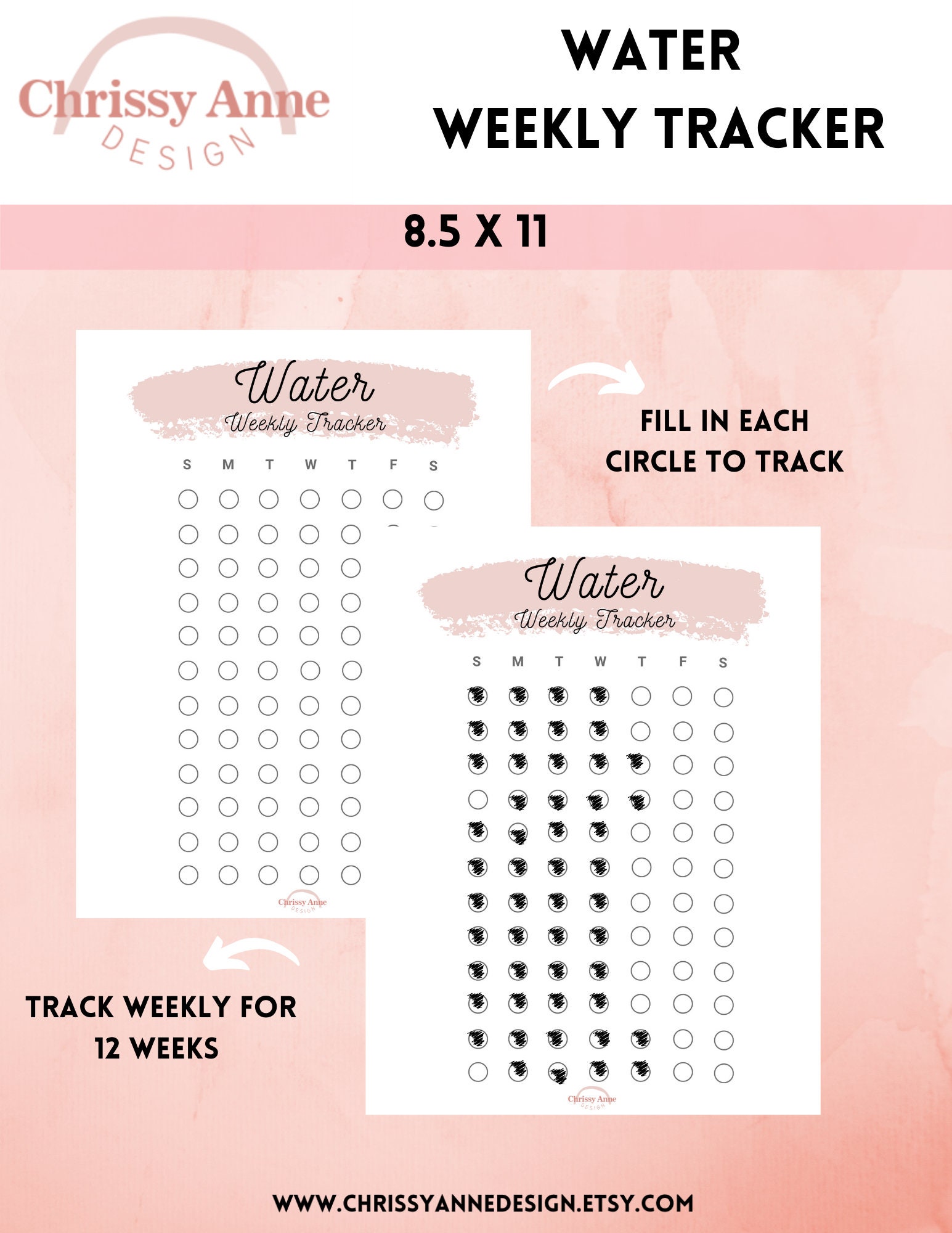 Water Weekly Tracker | Water Checklist | Water Journal | Water Tracker ...