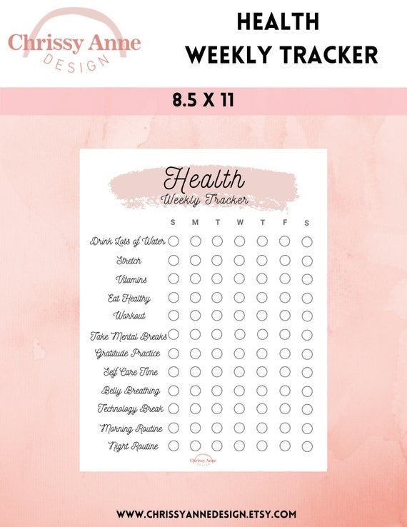 Health Tracker Health Checklist Health Journal | Etsy