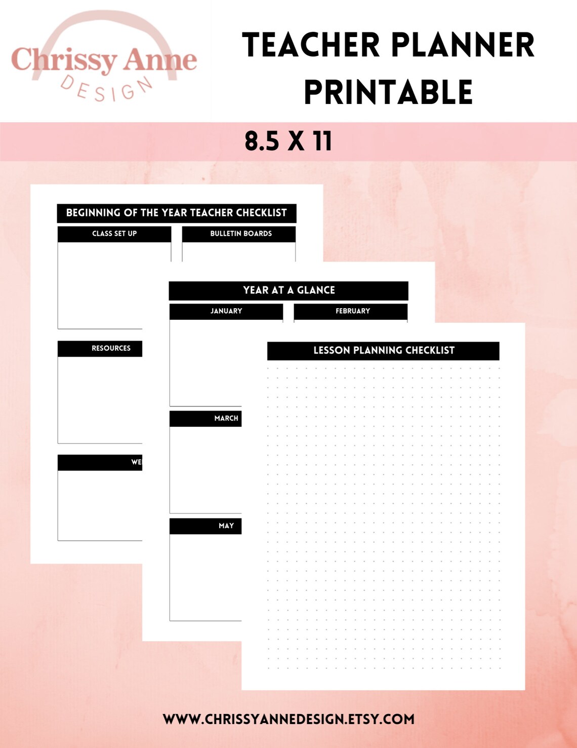 Teacher Planner Teacher Agenda 6 Subject Agenda Week View Planner - Etsy