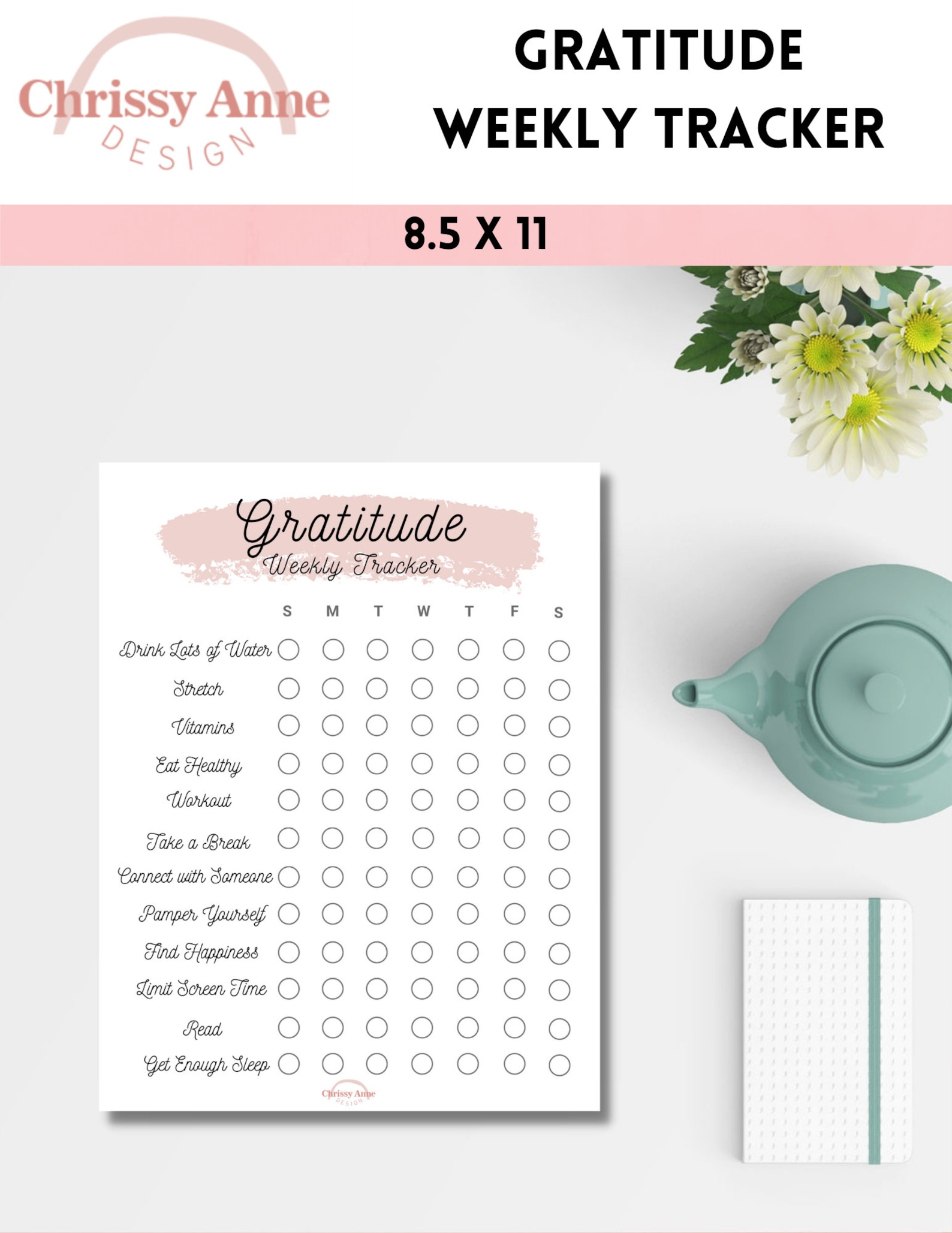 Gratitude Tracker Gratitude Checklist Gratitude Log | Etsy